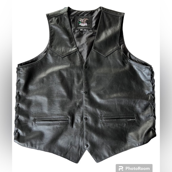 Vintage | Jackets & Coats | Jamin Black Leather Laceup Motorcycle Biker ...